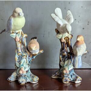 Art | Antique Shiwan Ware Chinese Majolica Birds Tree Figurine Pair Art ...